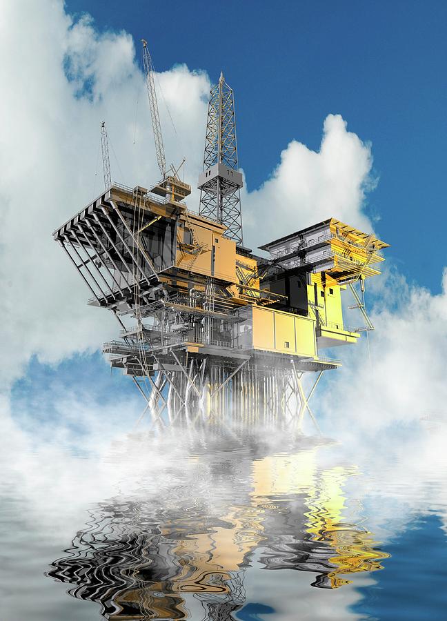 Oil Rig At Sea by Victor Habbick Visions