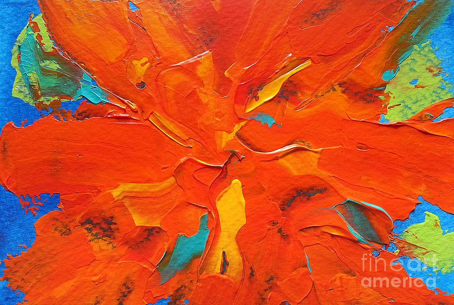 Orange Abstract Flower Painting - Orange Abstract Flower Fine Art Print