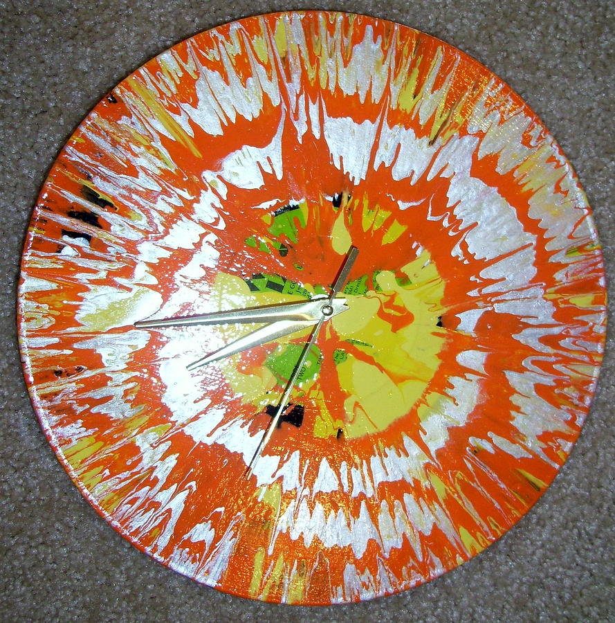 Orange Clock Painting by Ivars Linde | Fine Art America