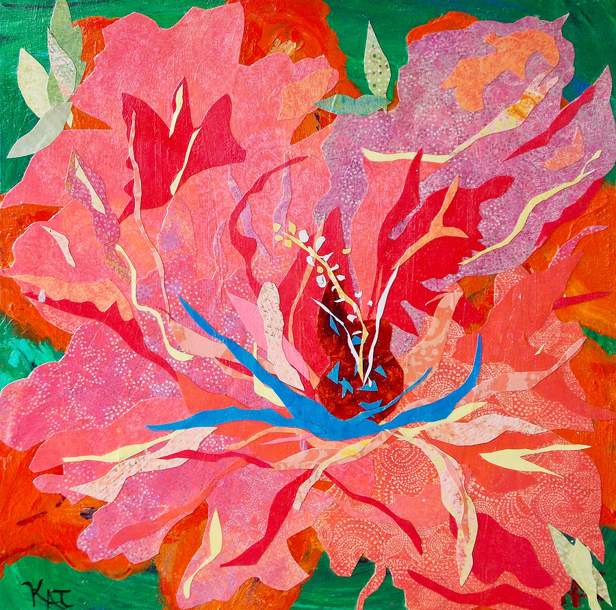 Orange Hibiscus Collage Mixed Media by Kat Ebert - Fine Art America