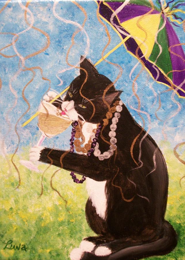Party Gras Cat Painting by Lynn Luna | Fine Art America