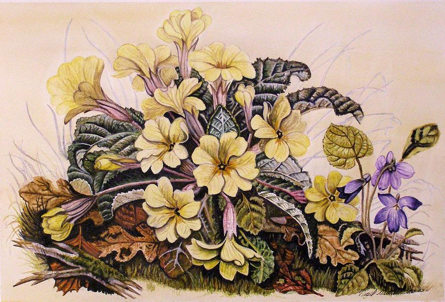 Primroses Painting by Nigel Coe - Pixels