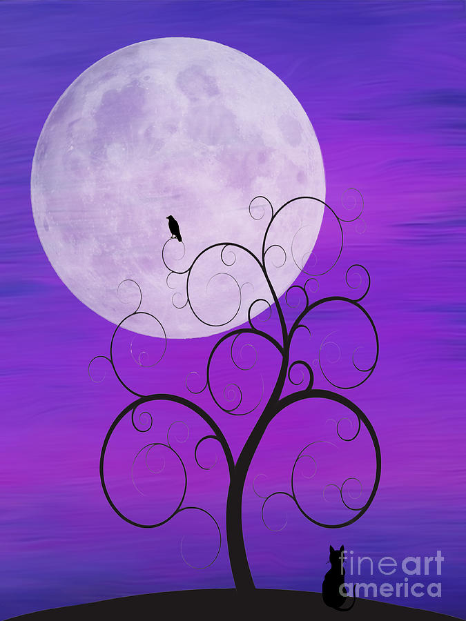 Purple Moon Cat Digital Art By Dream Beyond Art Fine Art America