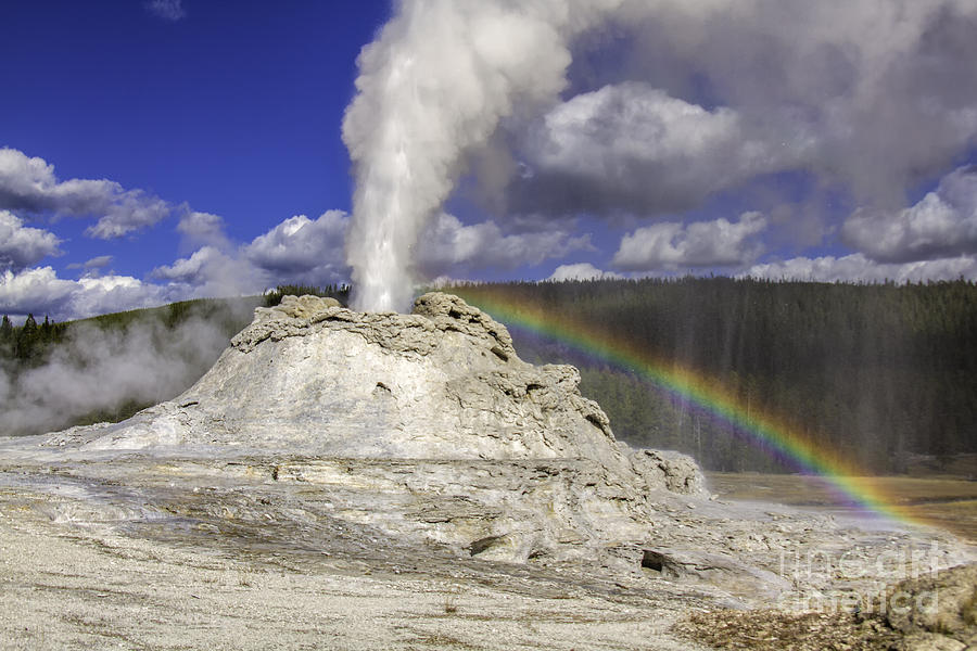 Rainbow over Castle Geyser Photograph by Carolyn Fox - Pixels
