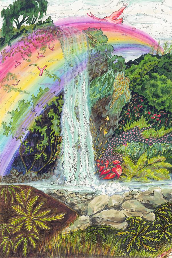 Rainbow Waterfall Painting by Marsha Walker - Pixels
