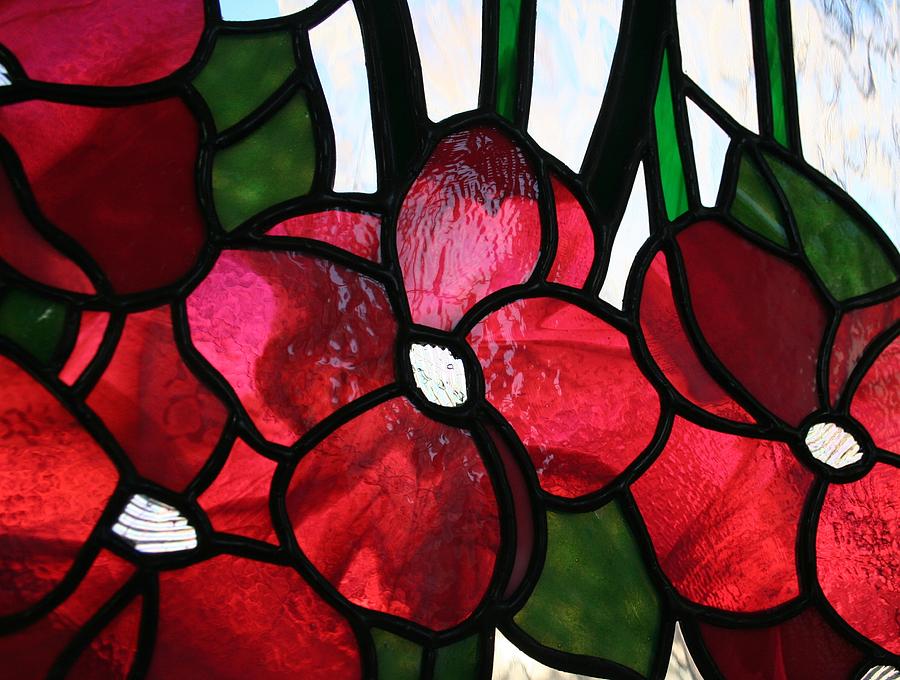 Raspberry Flowers Glass Art by Marsha Painter - Fine Art America