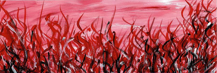 Red Grass Painting by Alexander Alvarez - Pixels