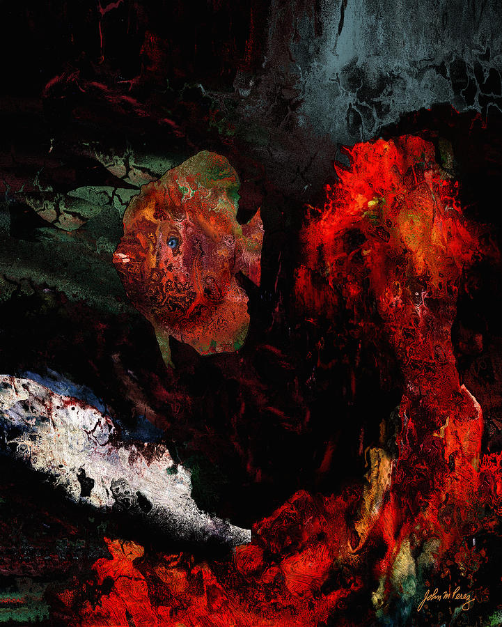 Red Ruffy Mixed Media by John M Perez - Fine Art America