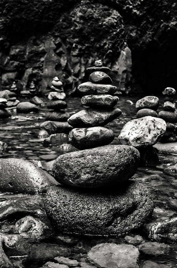 River Stack black and white Photograph by Jesse Wright - Pixels