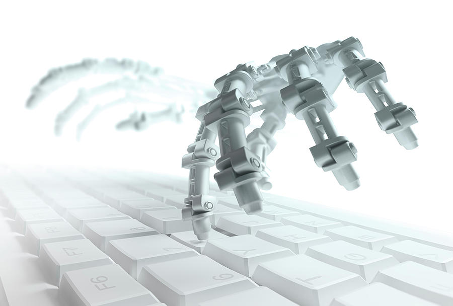 Robotic Hand Typing On A Computer Keyboard Photograph by Andrzej ...