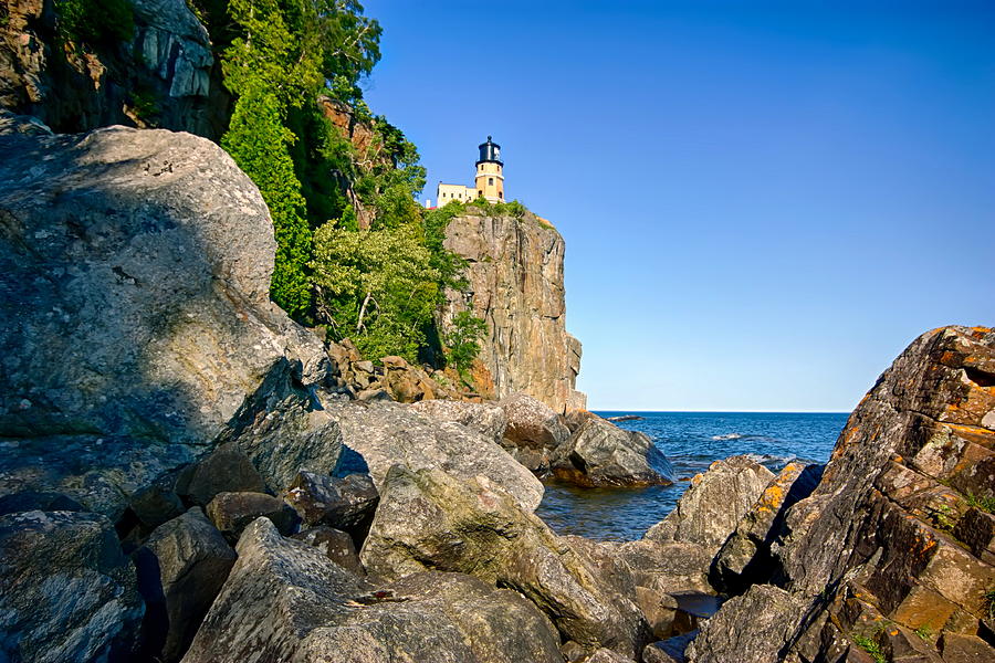 Rock Framed Lighthouse Photograph by Bryan Benson - Fine Art America