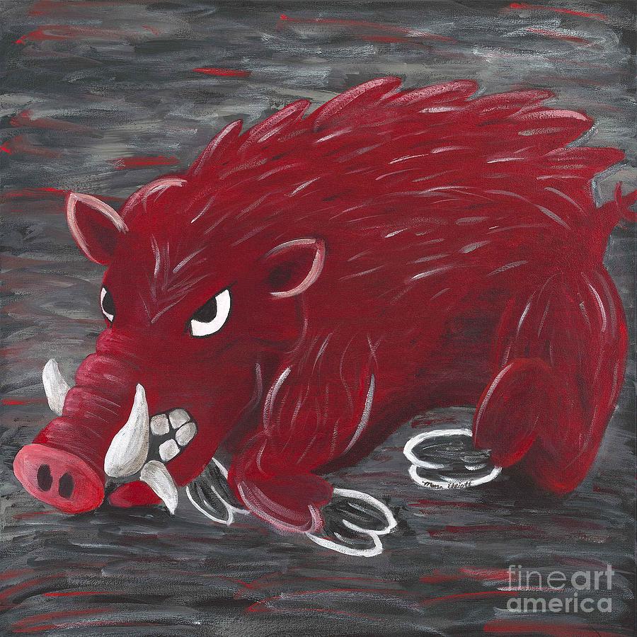 Running Razorback Painting by Mona Elliott - Pixels