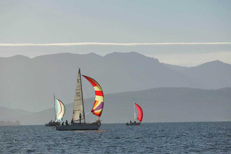 Sailboats Fly Their Spinnaker Photograph by Craig Moore - Pixels