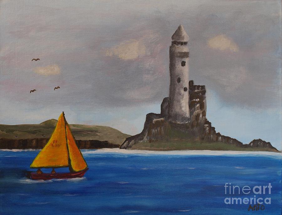 Sailing By Fastnet Lighthouse Painting by Eamonn Hogan - Fine Art America