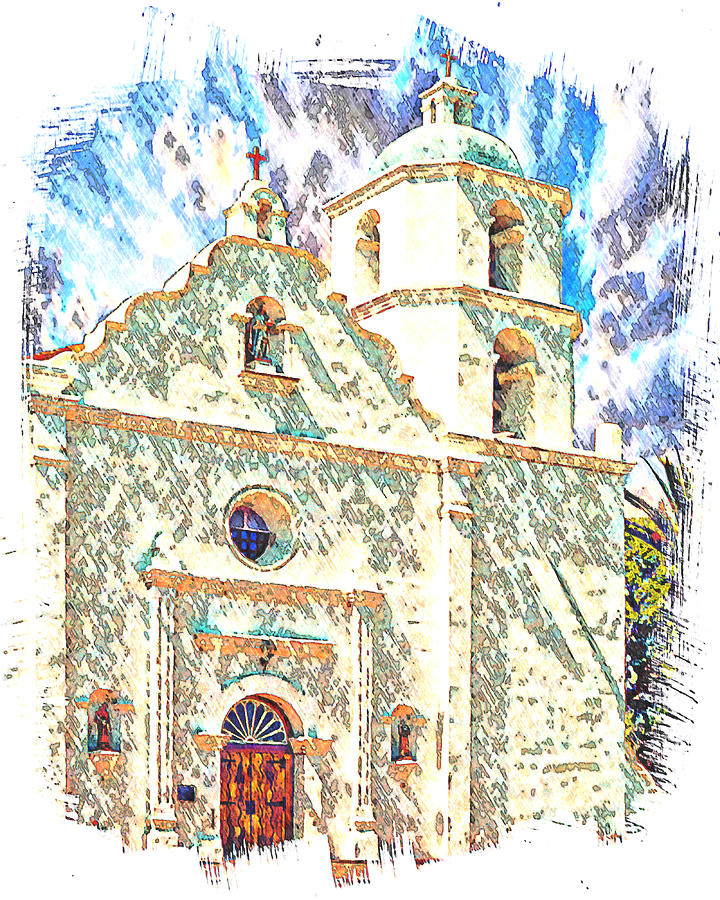 San Luis Rey Mission Digital Art by Ken Evans - Fine Art America
