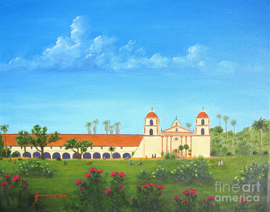 Santa Barbara Mission Painting by Jerome Stumphauzer - Fine Art America