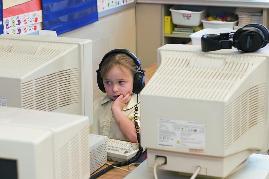 School Computer Lesson by Science Photo Library