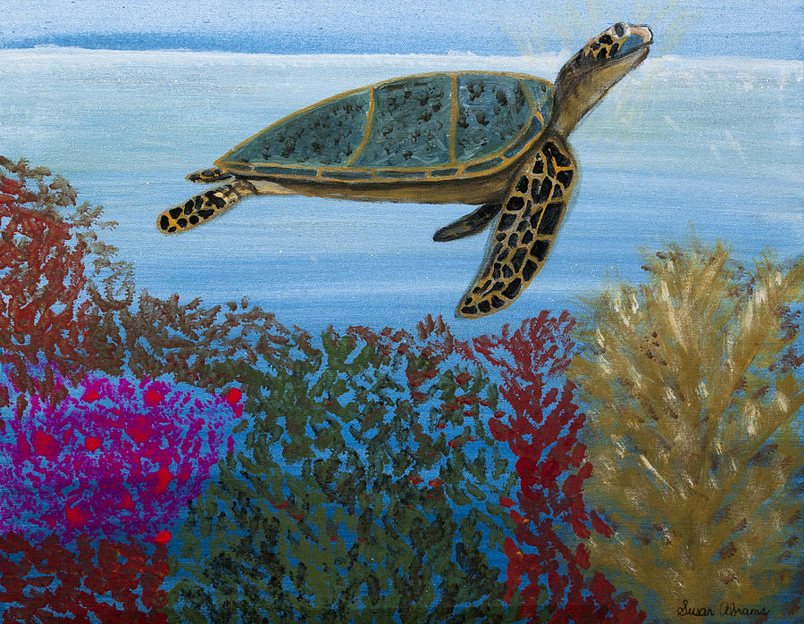 Snorkeling Maui Turtle Painting by Susan Abrams | Fine Art America