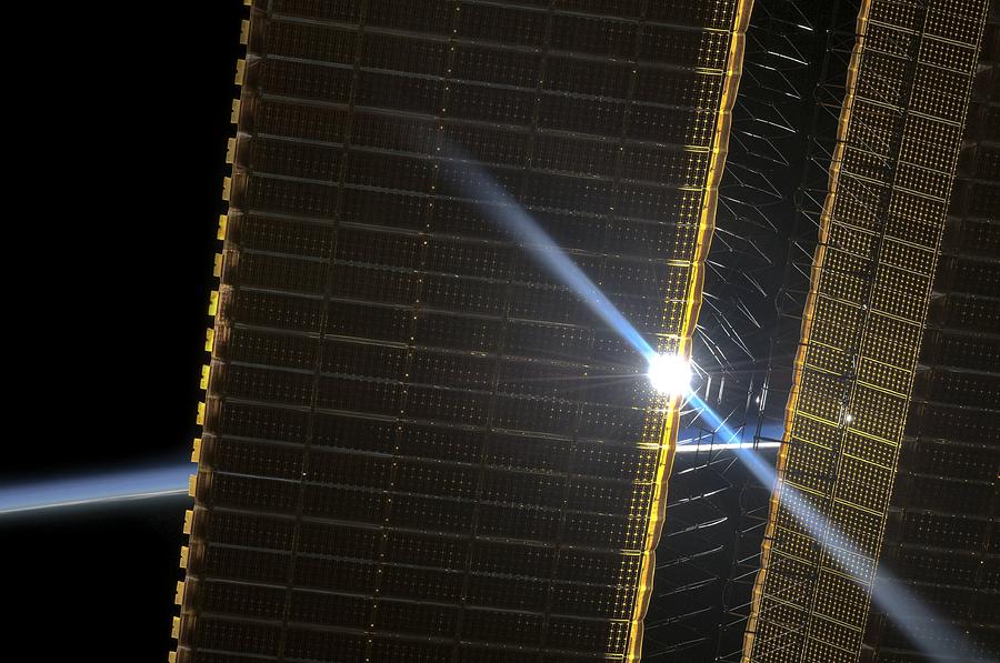 Solar array panel, ISS image by Science Photo Library