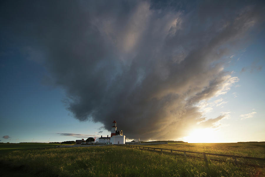 Souter Lighthouse With A Cloud Photograph by John Short - Fine Art America