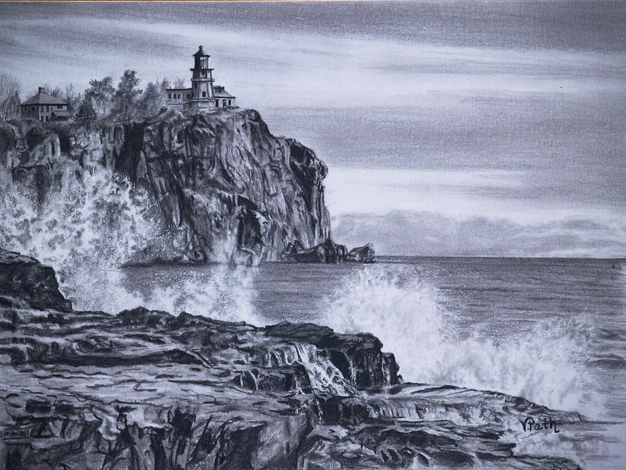 Split Rock Drawing by Vicky Path - Fine Art America