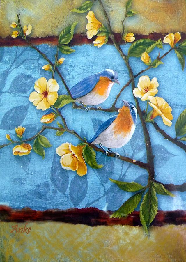 Spring Birds Painting by Anke Wheeler - Fine Art America