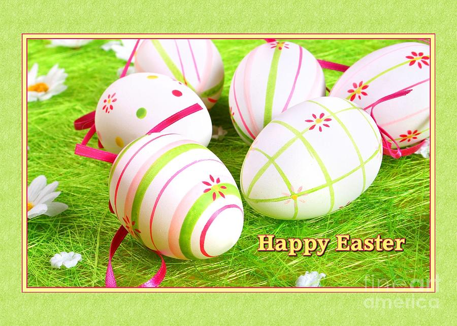 Striped Easter Eggs Digital Art by JH Designs - Pixels