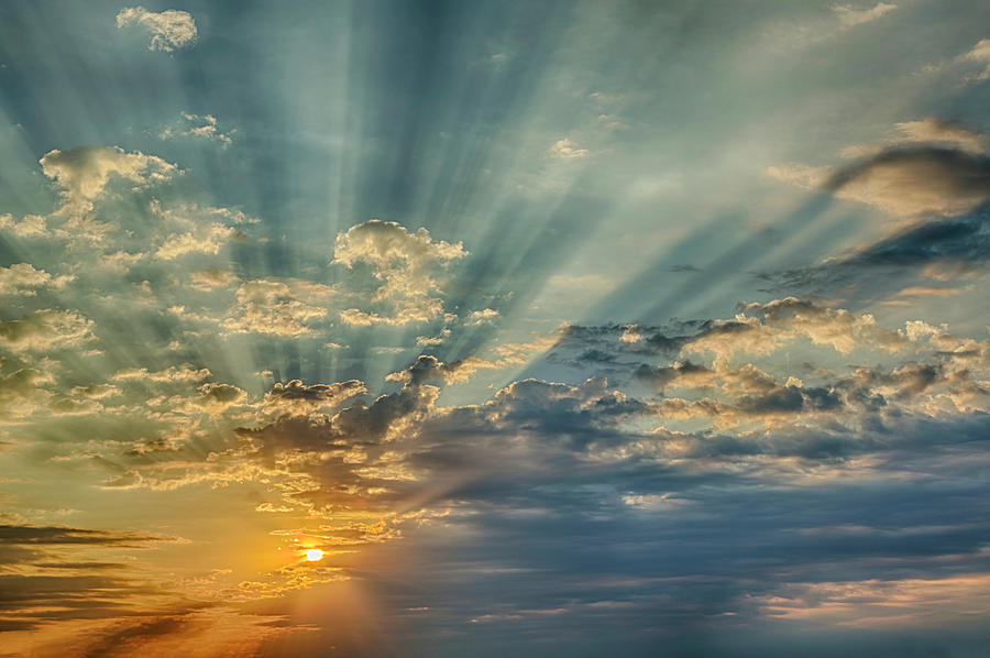 Sunbeams Streaming Through Clouds Photograph by Adam Jones