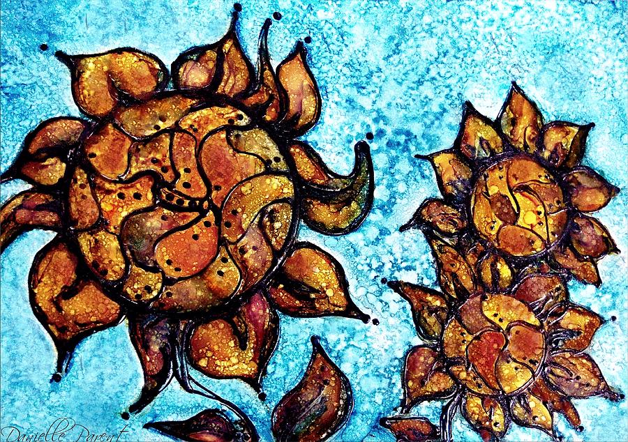 Sunflower Patchwork Delight Alcohol Inks Painting by Danielle Parent ...