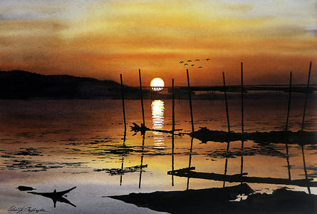 Sunset Painting by C Buffington - Fine Art America