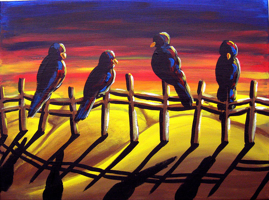 Sunset Crows Painting by Renie Britenbucher | Fine Art America
