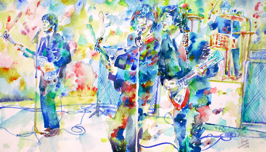 THE BEATLES LIVE CONCERT - watercolor portrait Painting by Fabrizio Cassetta - Fine Art America