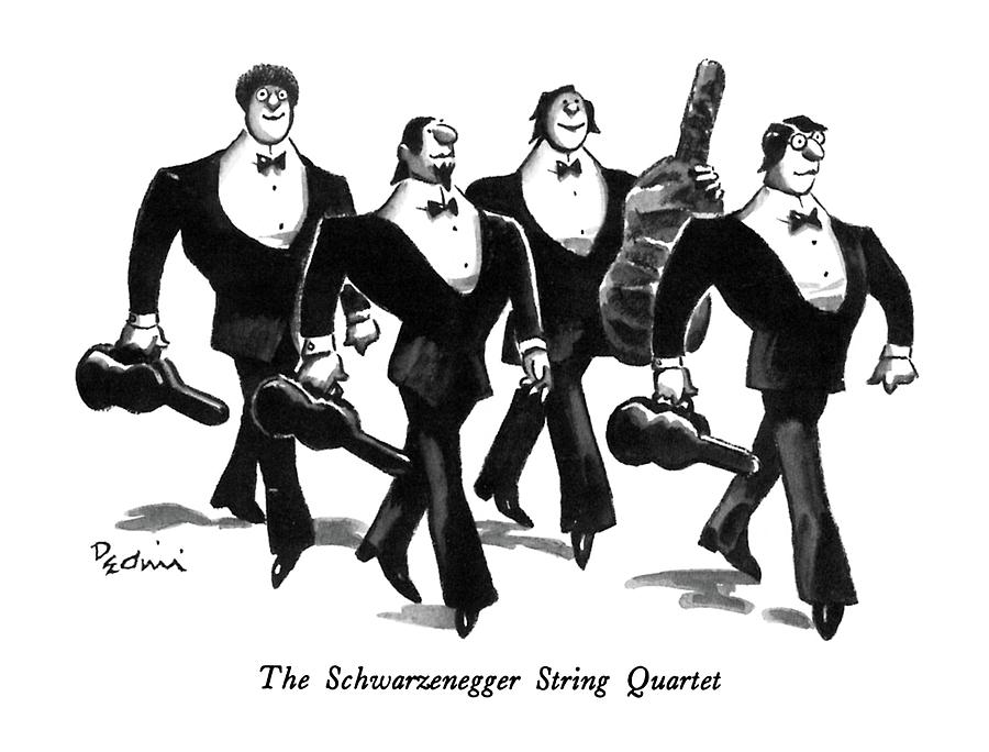 The Schwarzenegger String Quartet Drawing by Eldon Dedini - Fine Art ...