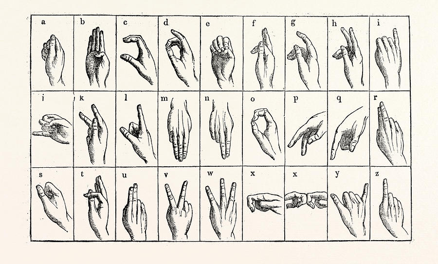 The Single-handed Alphabet Drawing by English School - Fine Art America