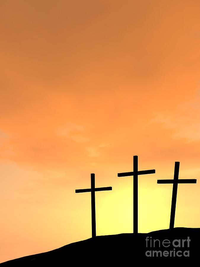 Three Crosses at Sunset Digital Art by Kim Freitas - Fine Art America