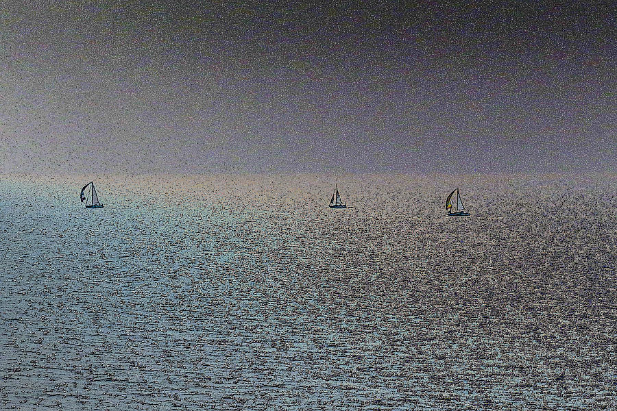 Three Distant Yachts Digital Art by David Pyatt - Fine Art America