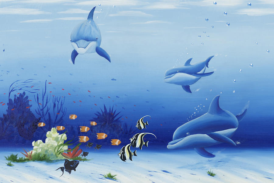 Three Dolphins Painting by Randall Brewer - Fine Art America