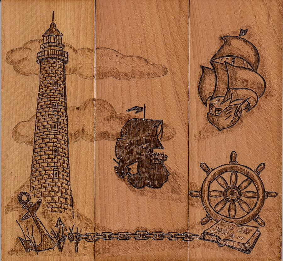 Three piece composition Pyrography by Vera White - Fine Art America