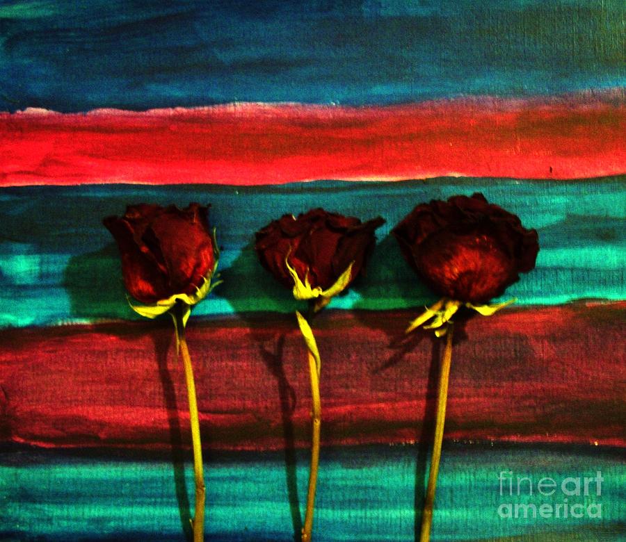 Three Rose Abstract Painting by Marsha Heiken | Fine Art America