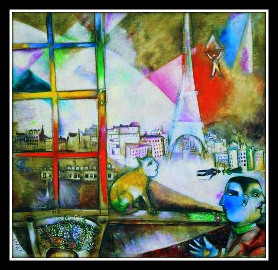 Through A Paris Window Painting by Marc Chagall Through A Paris Window Painting by Marc Chagall