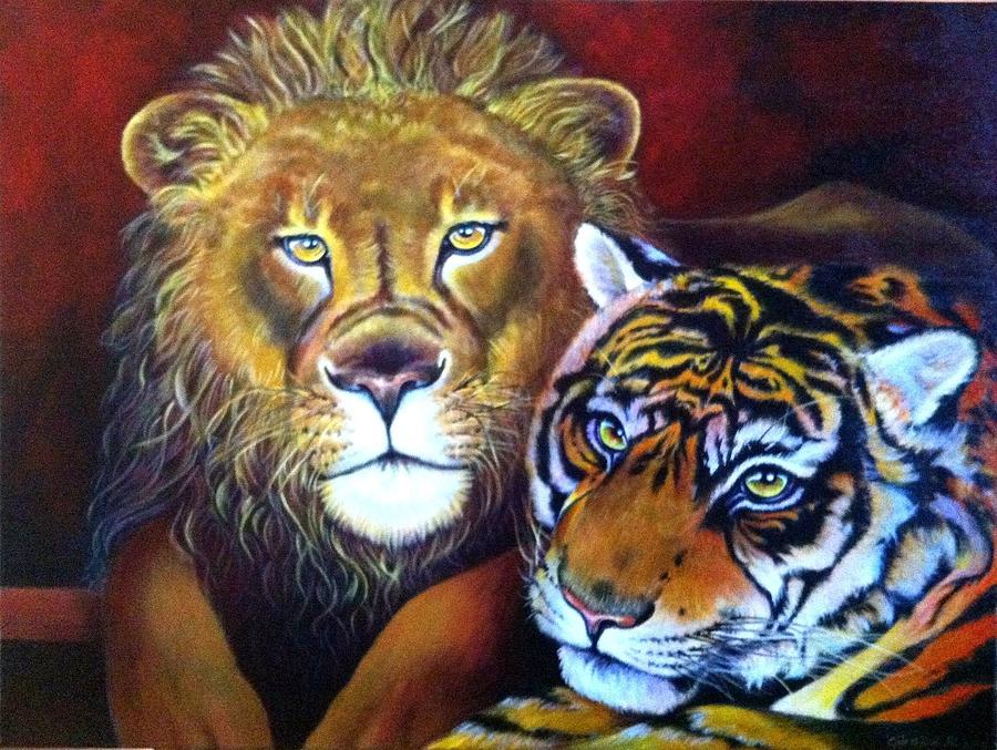 Tiger and Lion Painting by Galina Red | Pixels