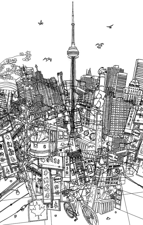 Toronto Drawing by David Bushell
