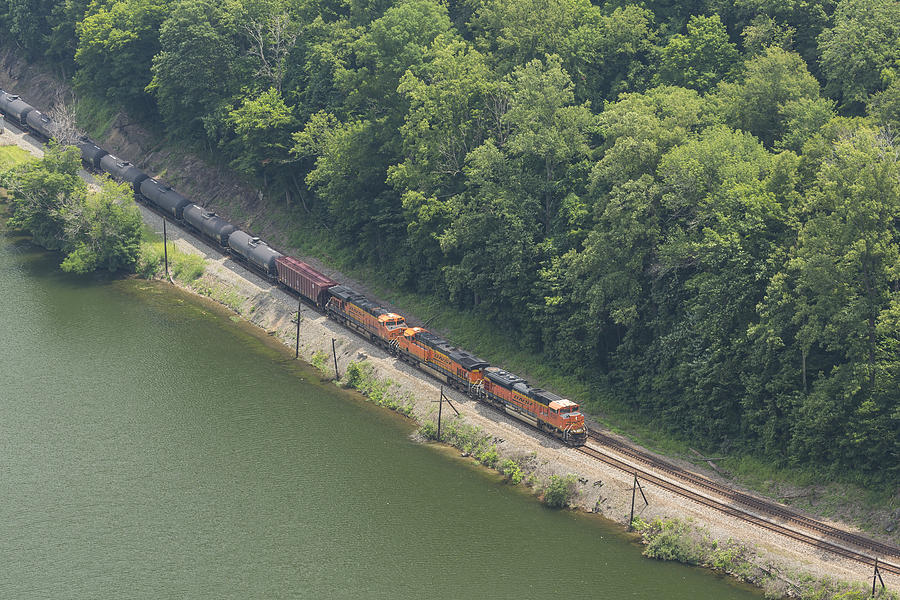 Train Along New River BNSF 1 D Photograph by John Brueske - Fine Art America