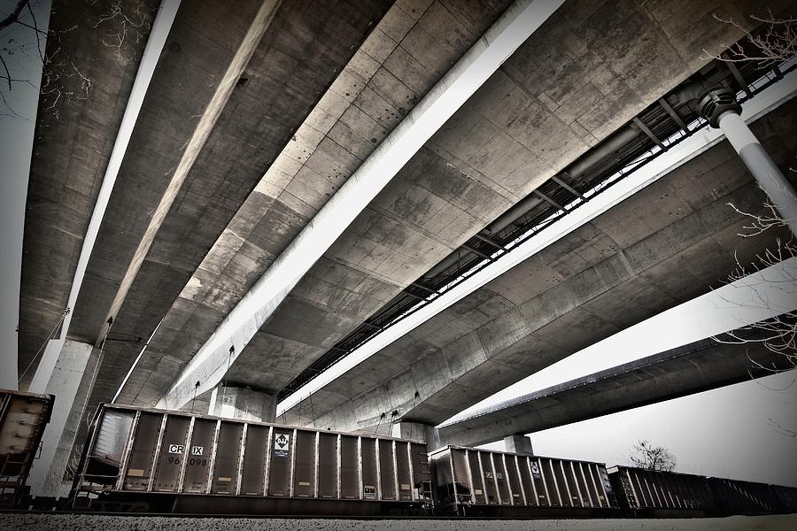 Train Under Bridge Photograph by Keith Locks - Fine Art America