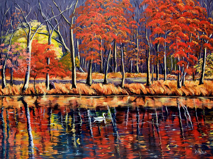 Trees Reflection Painting by Walaa Morsy - Fine Art America