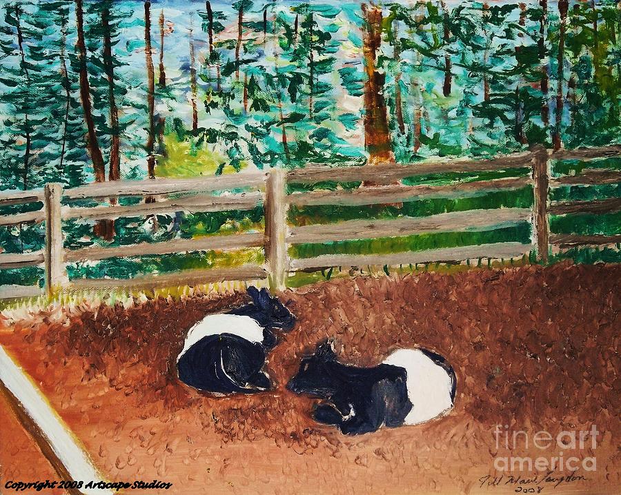 Two Cows Painting by Jill Langdon - Pixels