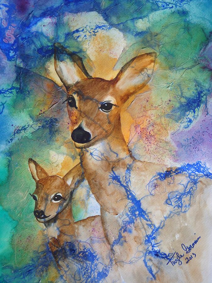 Two Deer Painting by Twyla Germain - Pixels