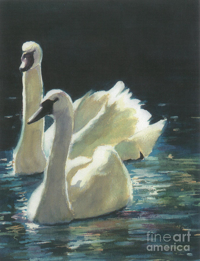 Two Swans Painting by Barbara Totten | Fine Art America
