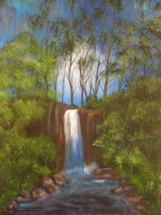 Waterfall Painting by Kathy Raee Hansen - Fine Art America