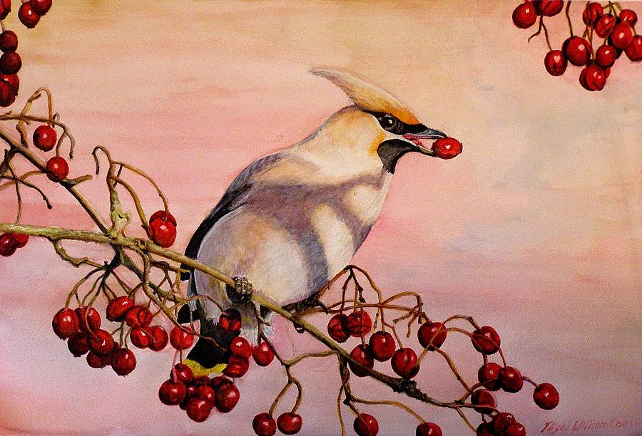 Waxwing Painting by Nigel Coe - Pixels